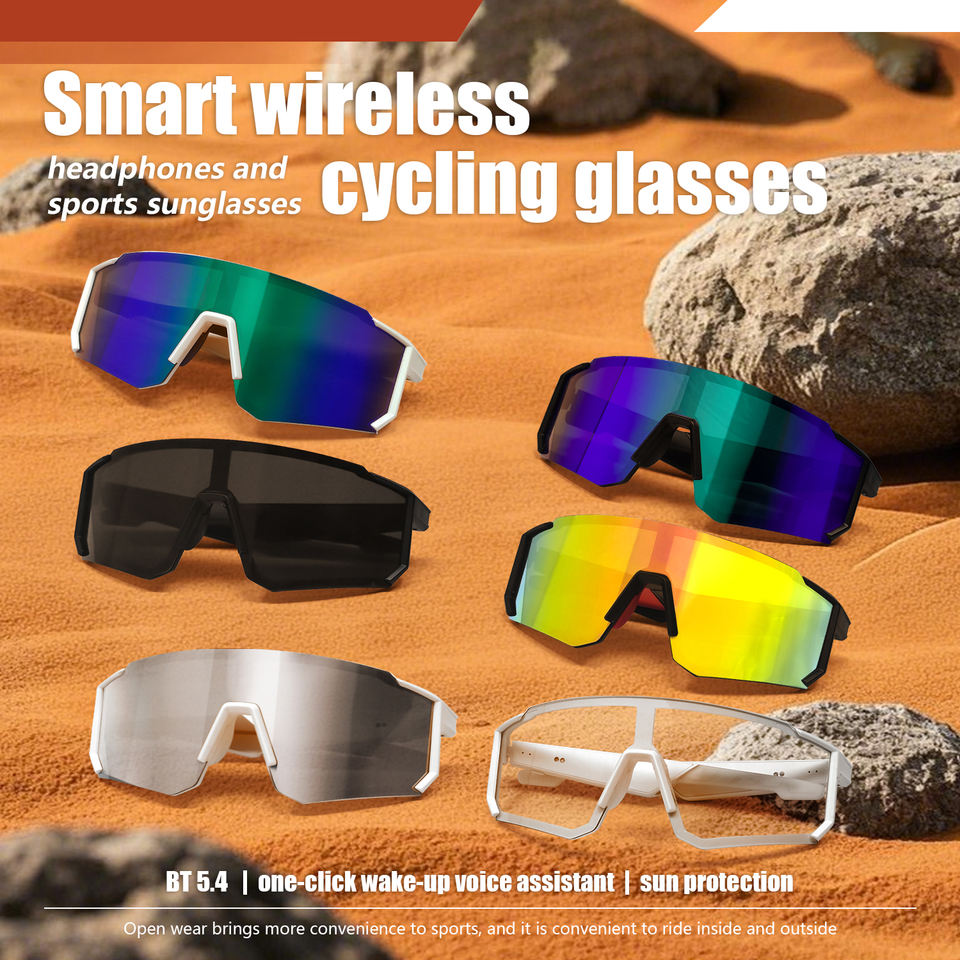 One Piece Windproof Bluetooth Photochromic Cycling Glasses Open Ear ...
