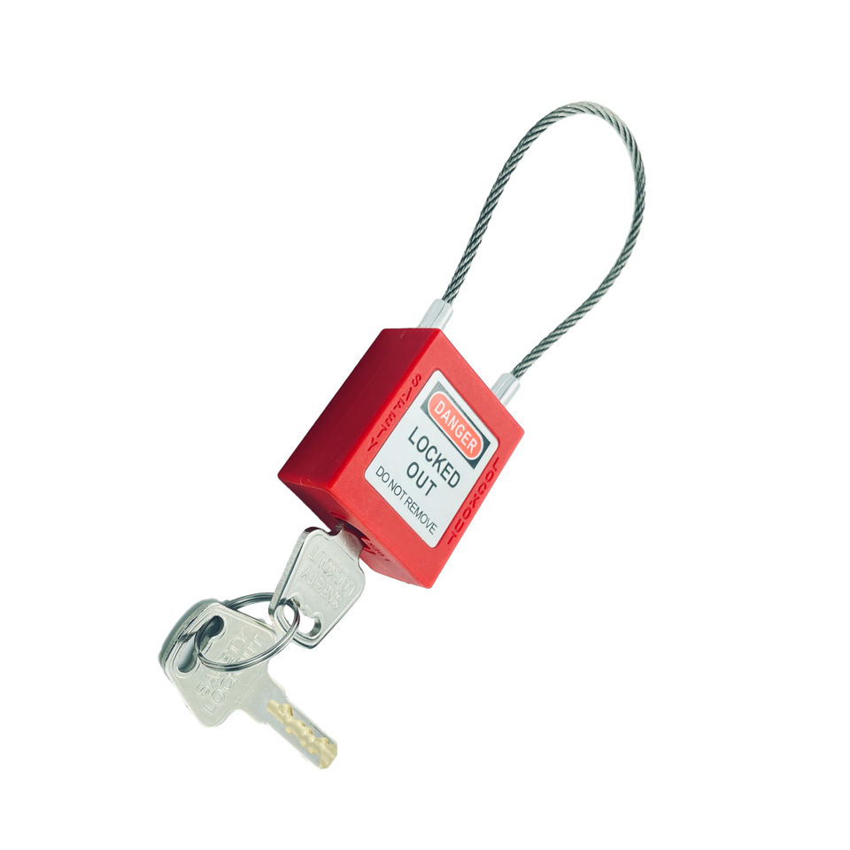 175MM Custom Safety Lockout Cable Padlock with Stainless Steel Wire ...
