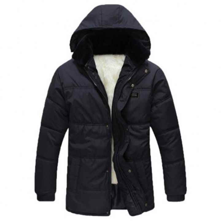 Men's fashion puffer jacket padded hooded down winter jacket Large size ...