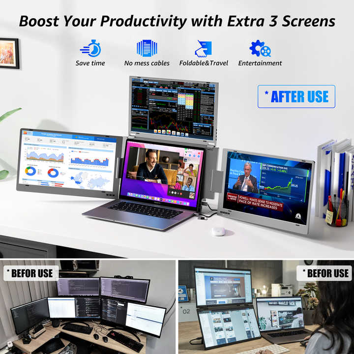 Laptop Portable Monitor Mobile Workstation Full HD LCD Display 1920* ...