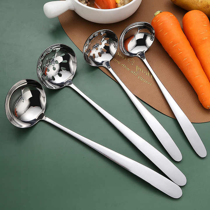 Good Quality Stainless Steel Soup Spoon Slotted Ladle Gold Plated ...