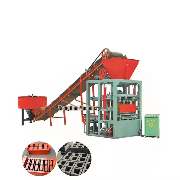 QT4-24 Semi Auto Concrete Brick Machine /Hollow Block Machine Price ...