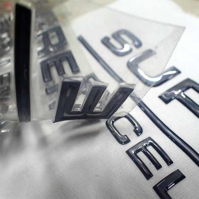 Custom TPU Logo Heat Transfer - Embossed Gold Silver Patches