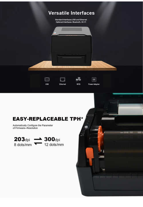 Rongta UHF RFID Thermal Barcode Label Printer 203dpi Sticker Printer ...