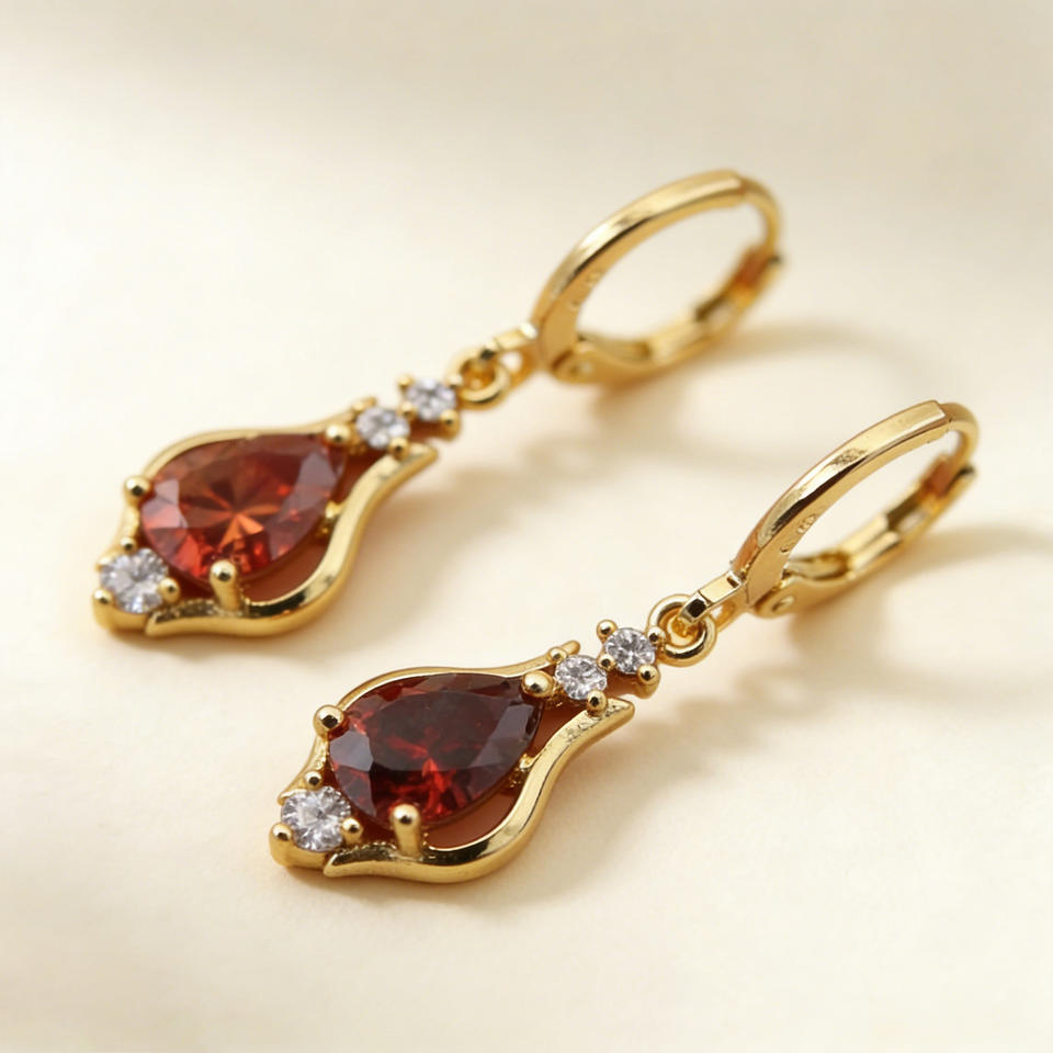 BKG 2026 Gold Plated Crystal Zircon Drop Earrings Women Wedding Bridal ...