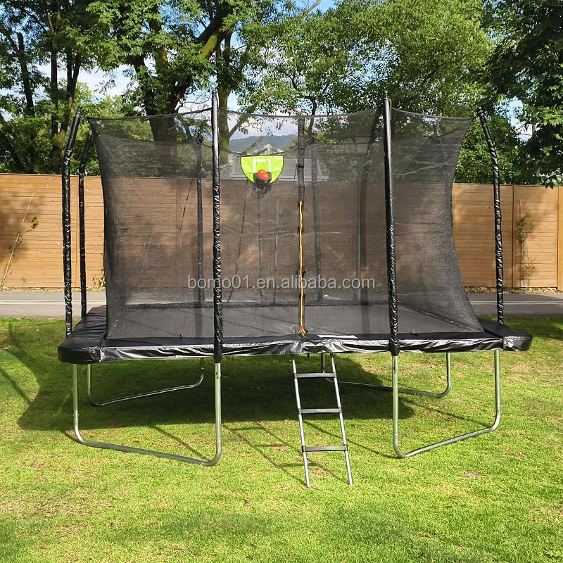 Zoshine 10x12ft Large Rectangle Trampoline with Ladder & Basketball ...