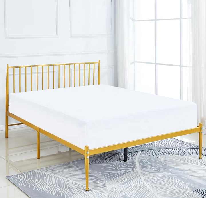 Camas de metal de color dorado para adultos, marco de acero, base ...