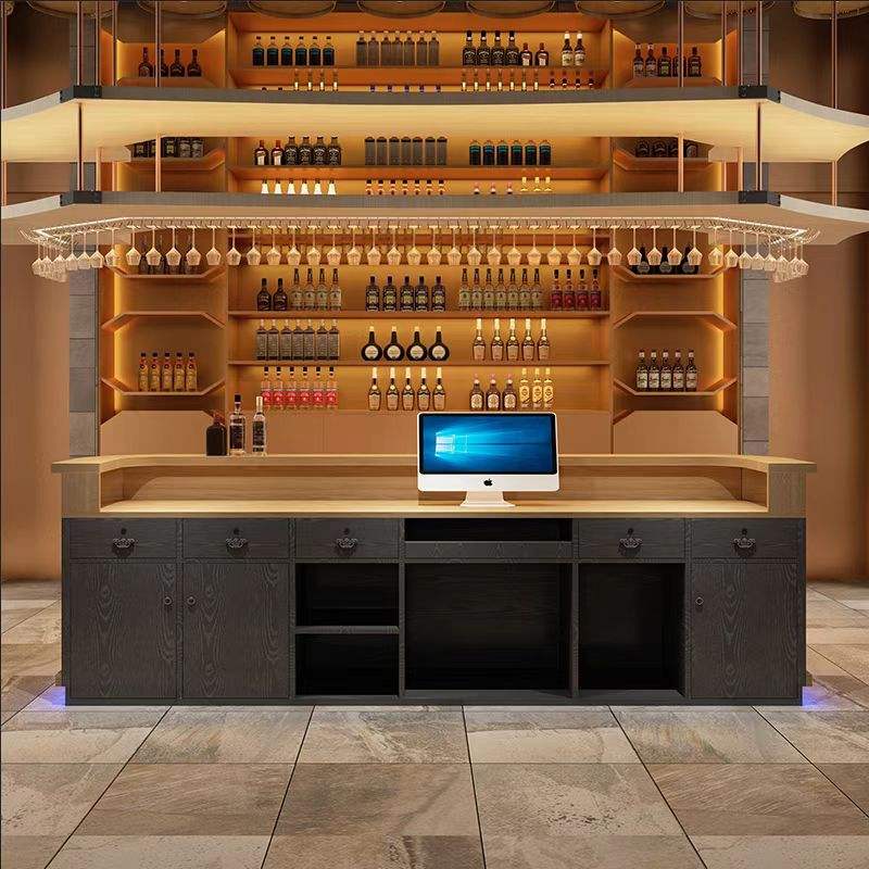 Industrial Style Curved Multifunctional Reception Desk Tavern Company ...