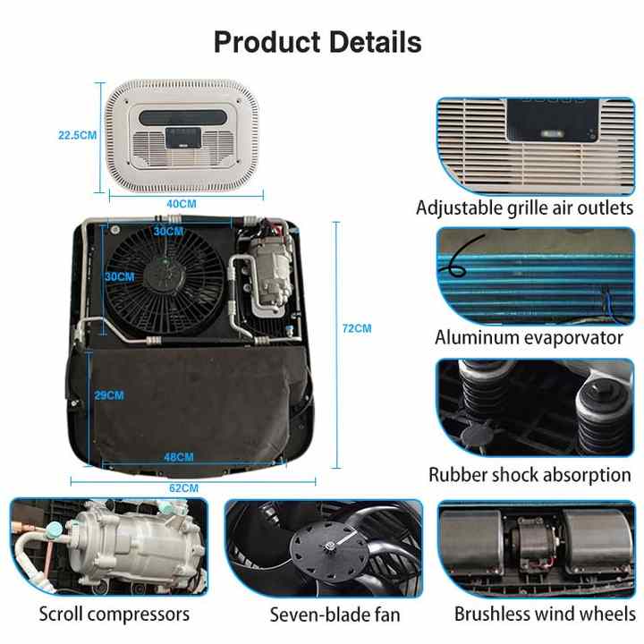 Cabin Ac Unit 12 Volt Trailer Truck Dc 24v Rooftop air Conditioner ...