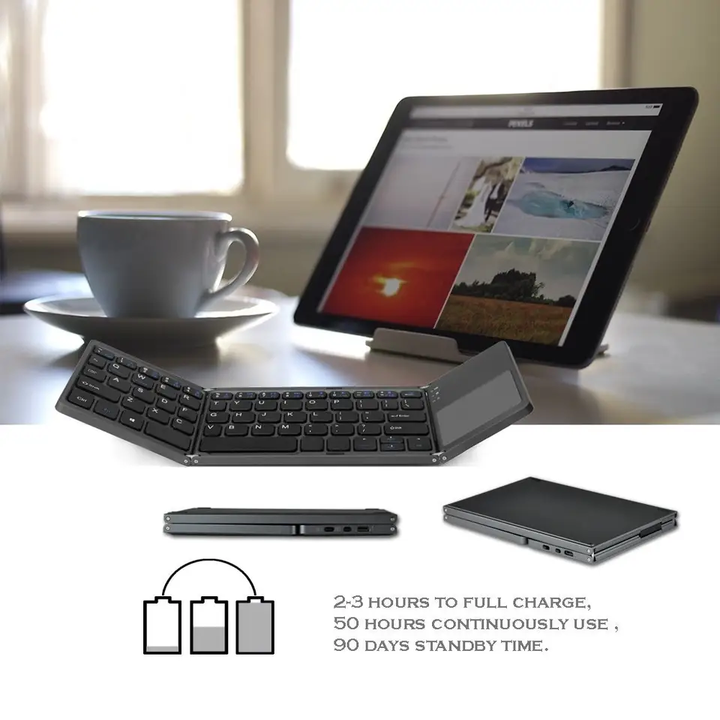 B033 Mini Foldable Keyboard With Touchpad Wireless Mouse