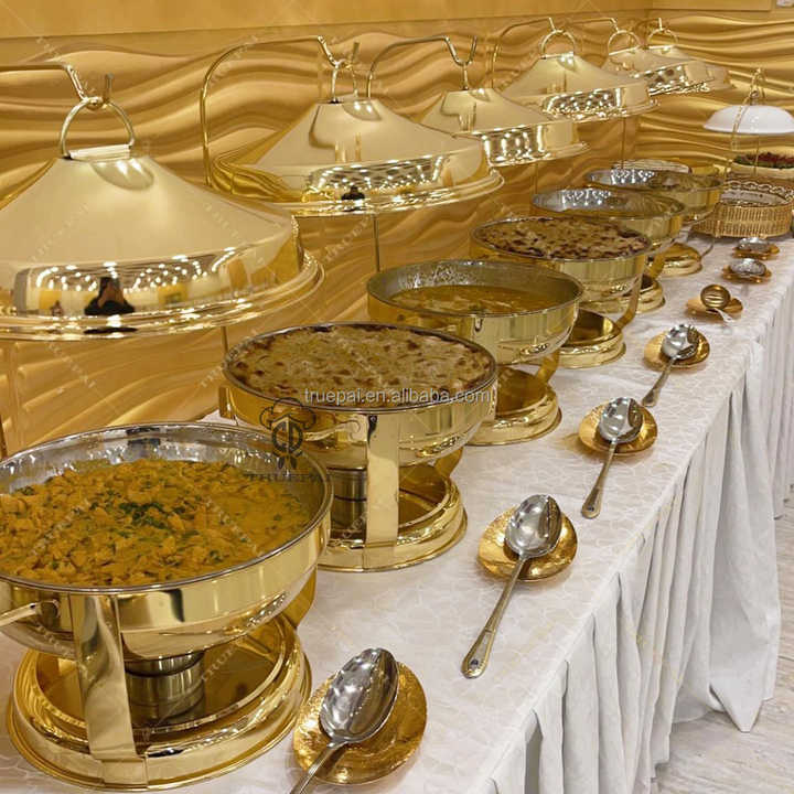 Luxury Hotel Chafing Dish 9.0L Golden Buffet Server Food Display Stand Chefing Dishes Luxury ...