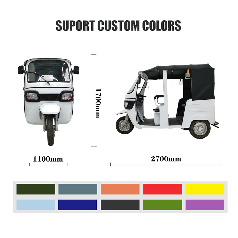 India Bajaj Auto Rickshaw 1500W Lithium Battery 4 Passengers Closed ...