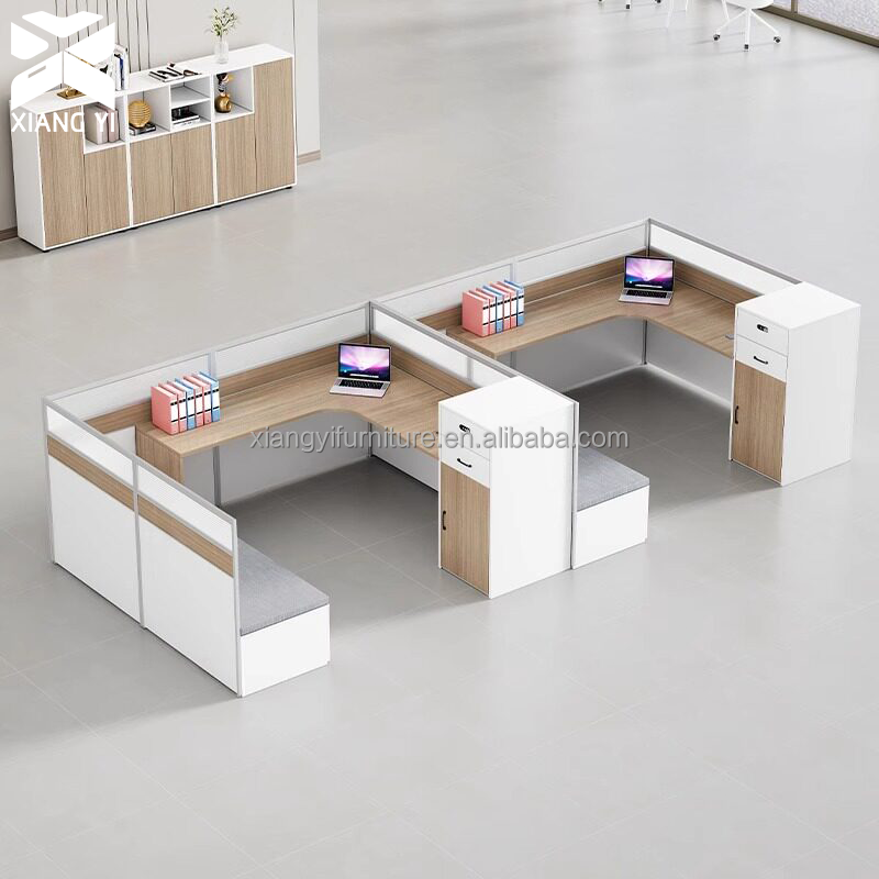 Modular Office Desk with Partition Panel Adaptable 2 4 6 8 Staff ...