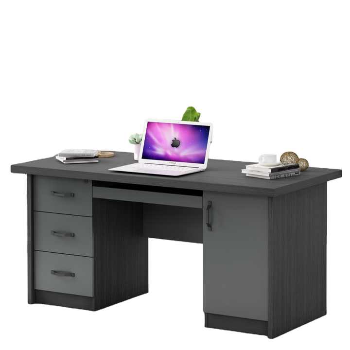 Luxury Walnut Grey Computer Desk with 3 Drawers | Office Furniture Desk ...