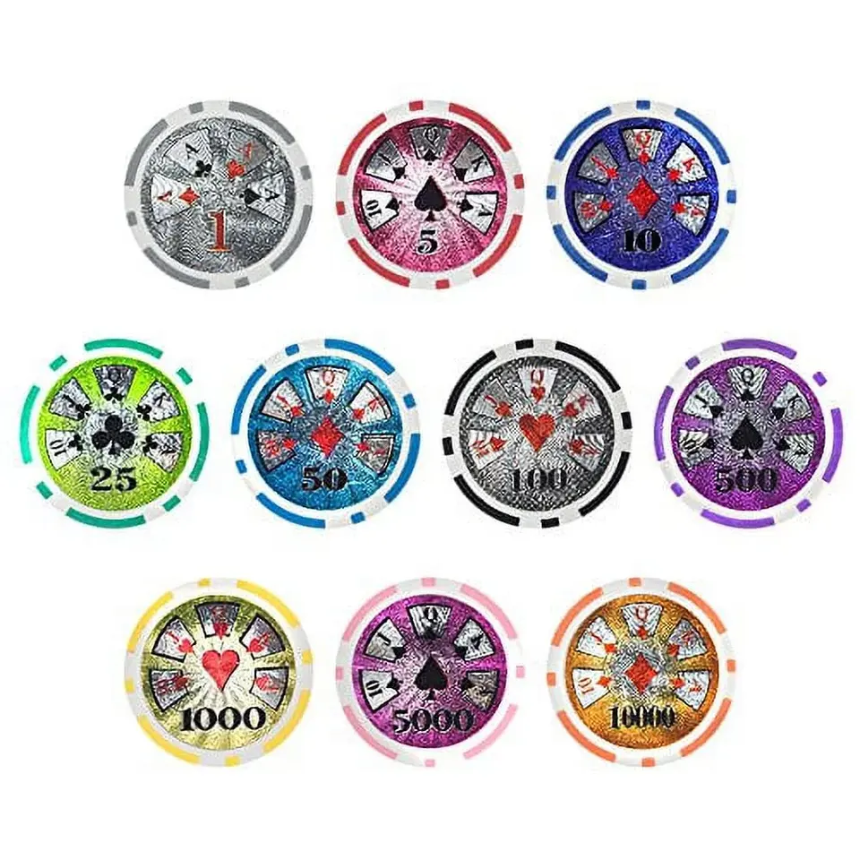 500pcs Poker Chip Set with Aluminum Carrying Case Custom 11.5g Poker ...