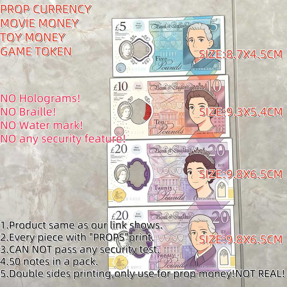 ULTRATHIN Polymer Prop Money UK Realistic Movie Plastic Prop Notes GBP ...