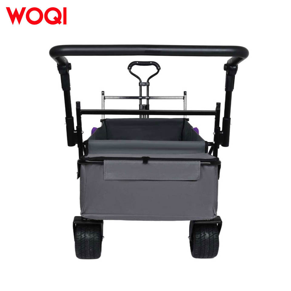 WOQI Collapsible Folding Iron Wagon Cart Removable Canopy Heavy Duty ...