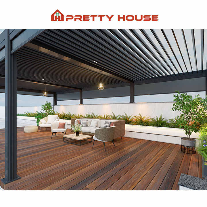 Custom Outdoor Aluminum Pergola with Motorized Louvers