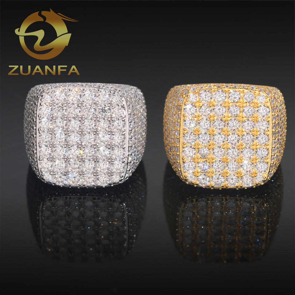 Hot Sale Ready to Ship Iced Out Men Diamond Moissanite Ring 925 ...