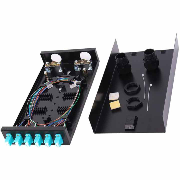 6-Port Multimode Fiber Enclosure Spool Kit LC/LC OM3 1 Meter 12 Strand ...