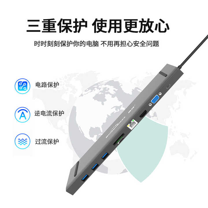 Aluminum HC101 type c hub usb-c docking station 10 ports RJ45 network ...