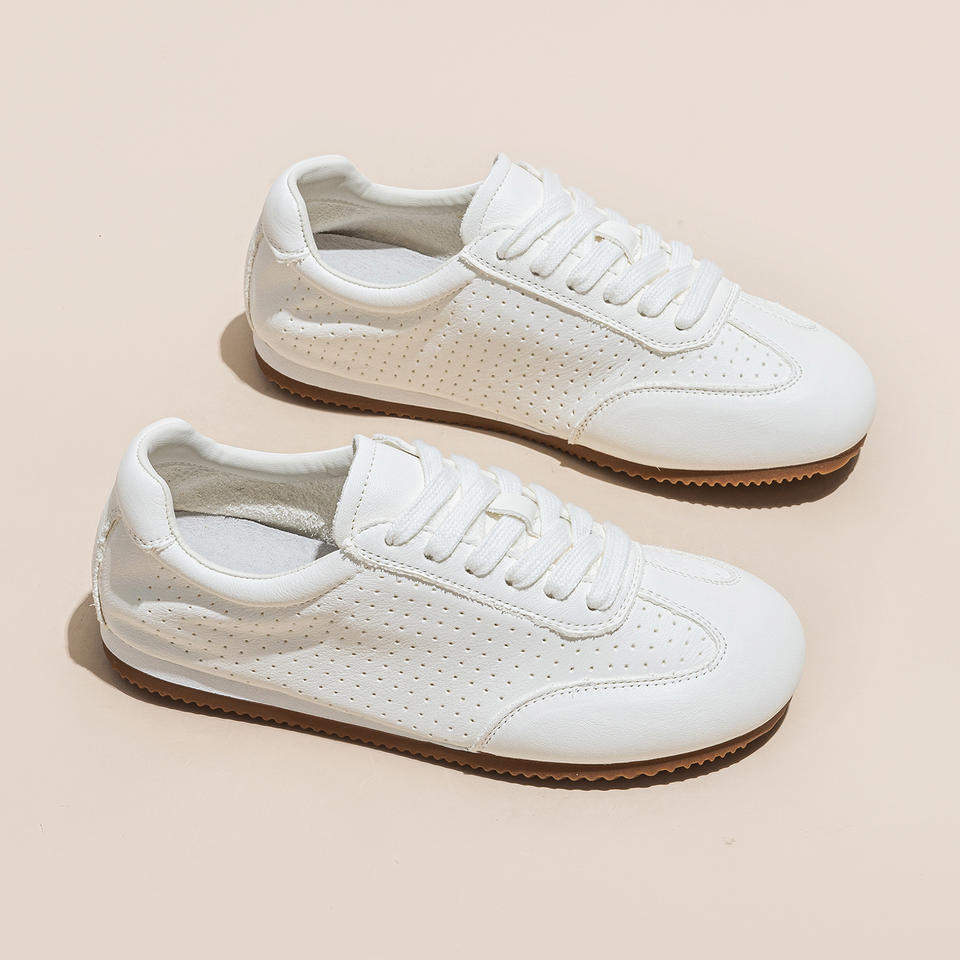 WITHCOCO Women's Round-Toe Movement Wind Summer New Top-Layer Cowhide ...