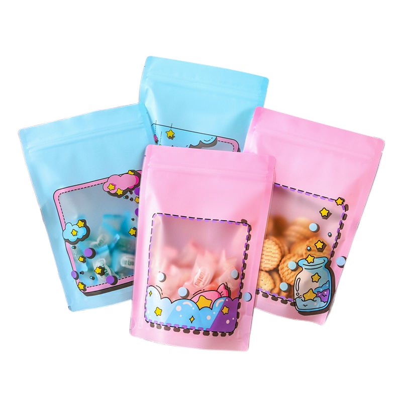 Clear Front Custom Zip Lock Snack Bag With Logo Cute Stand up ...