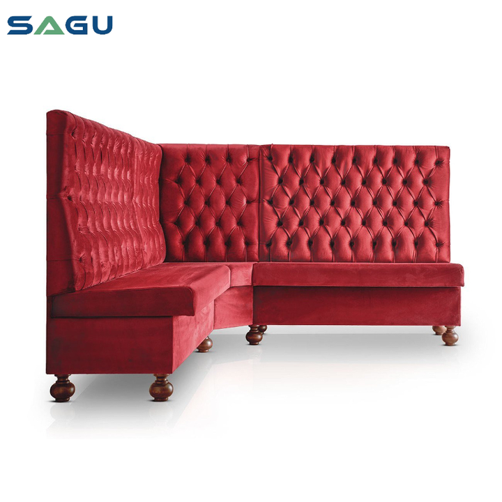 Nordic Luxury High Back Booth Seating Velvet L Shape Corner Booth and ...