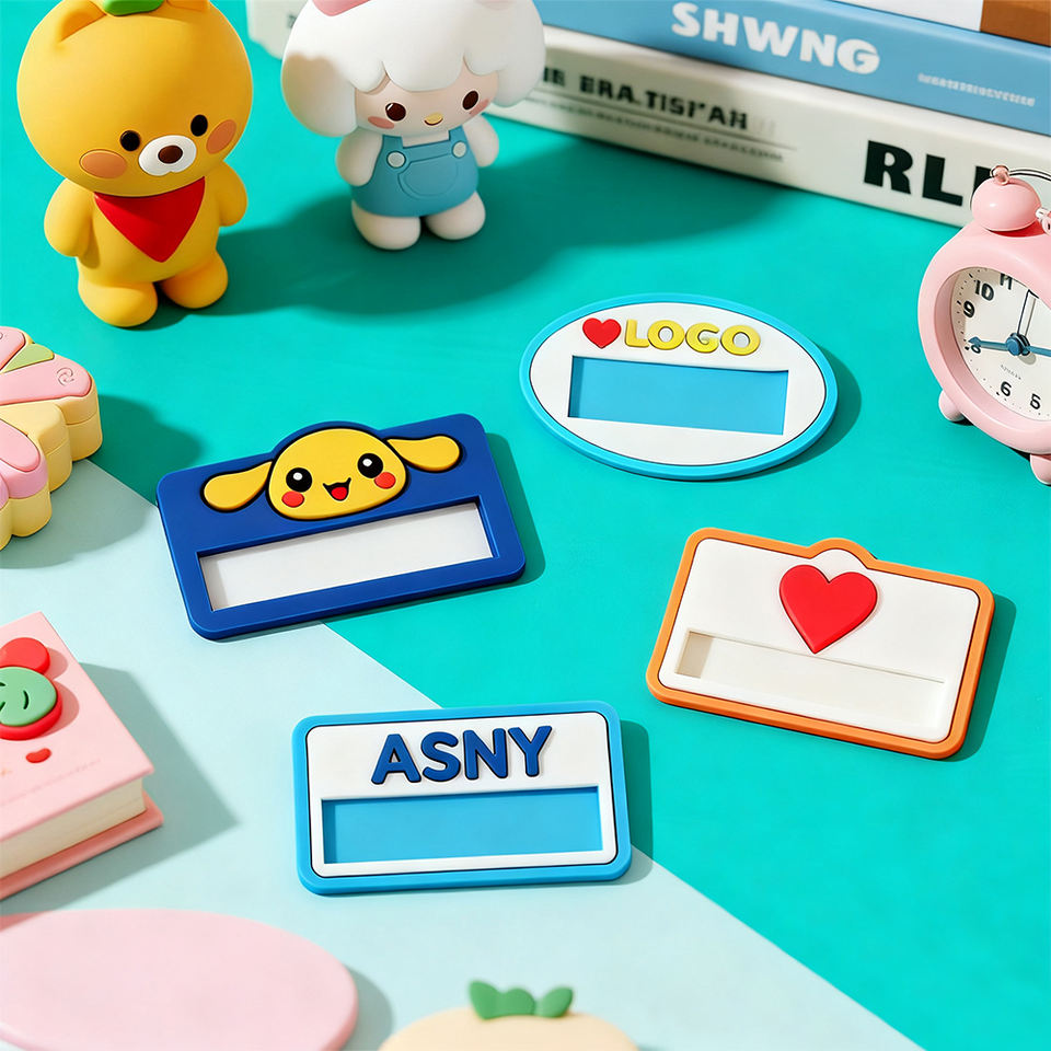 Custom Reusable PVC Name Tags Personalized Logo Rubber Soft Brand ...