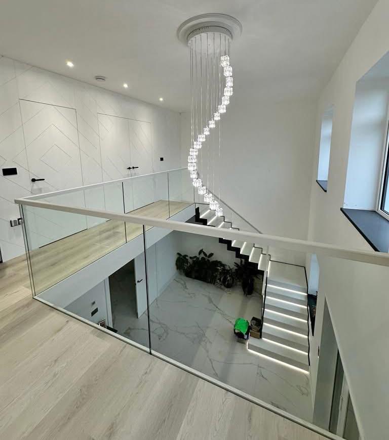 Modern Indoor Customized Floating Staircase Sensor LED Light Double ...