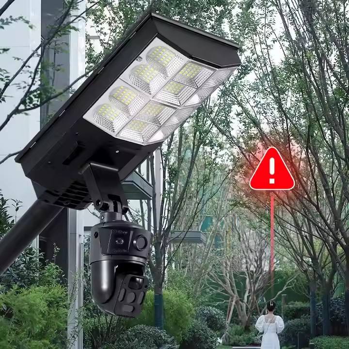 Dual Lens Solar Street Lamp LED Light PTZ Camera WiFI 4G LTE CCTV ...