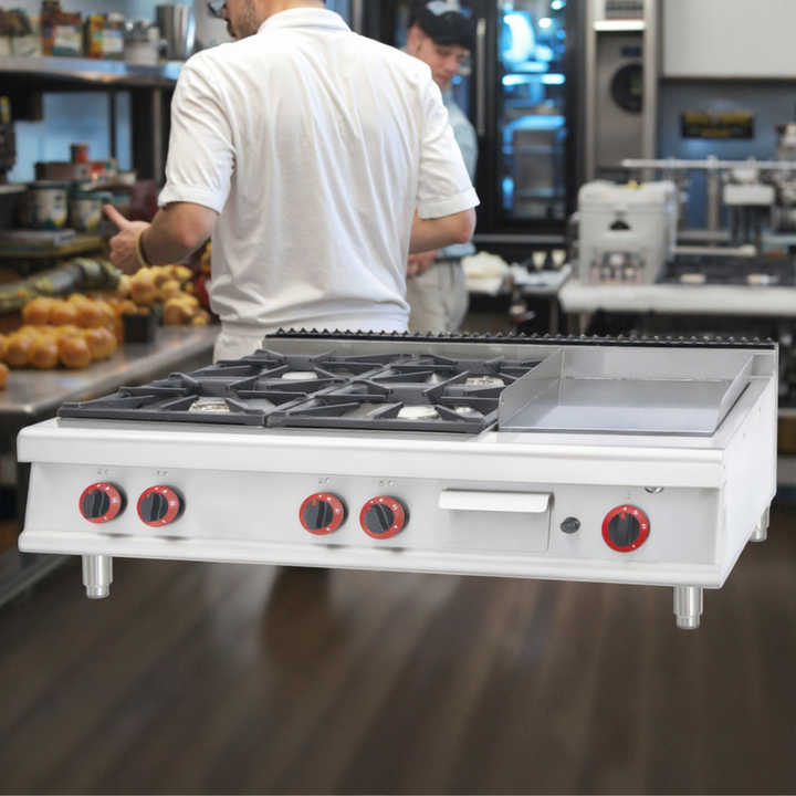 Commercial Restaurant Gas Stove 4 Burner and Griddle Gas Cooking ...