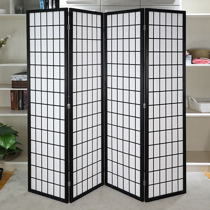 LONGTU Japanese Foldable Movable 4-panel Eco-Friendly Room Divider ...