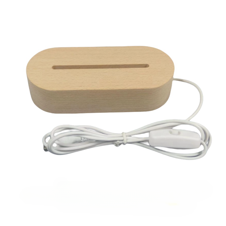 Wood LED Display Nightlight Base Stand 3d LED Light USB Powered Wooden ...