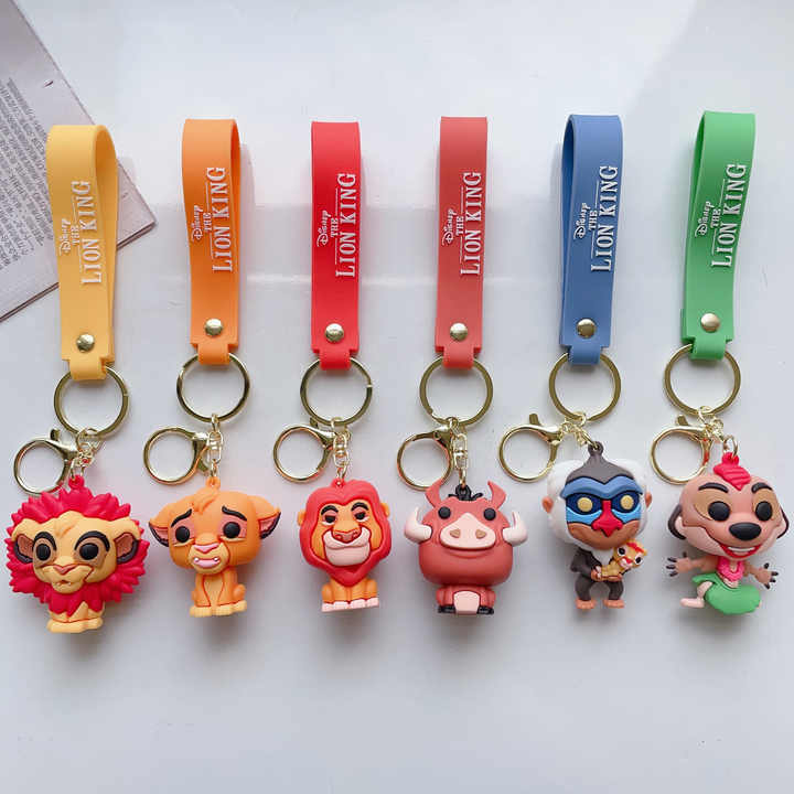 Cute Cartoon Simba PVC Keychain Plush for Bags & Cars - OEM Available