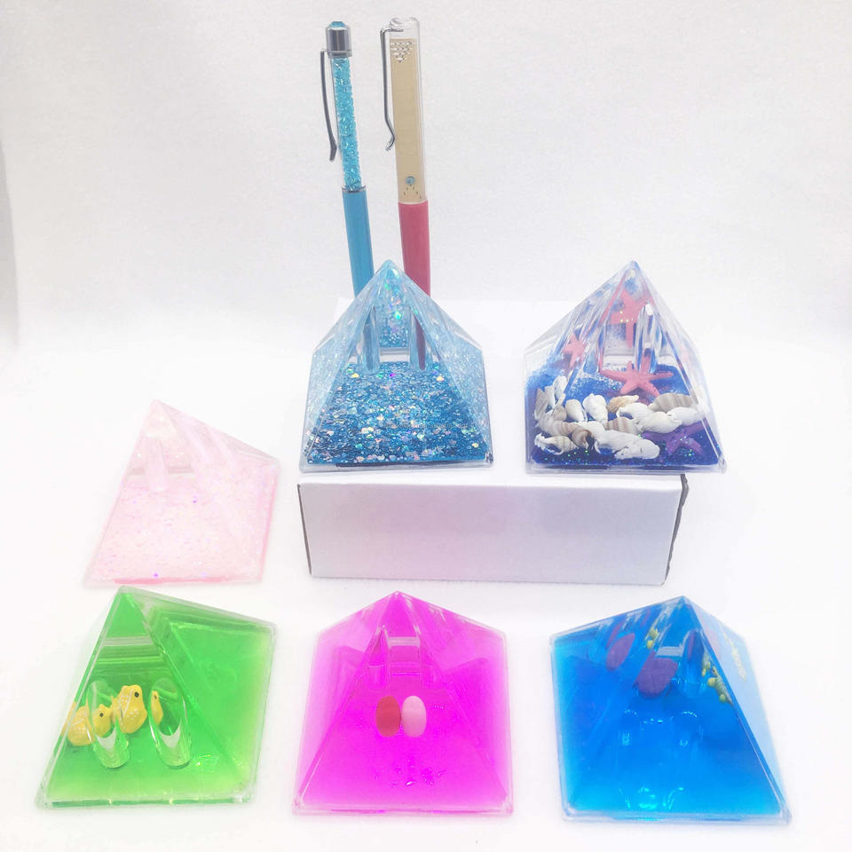 Blue liquid Pyramid Liquid Pen Holder with 2 Blue Dolphin Aqua Cube ...