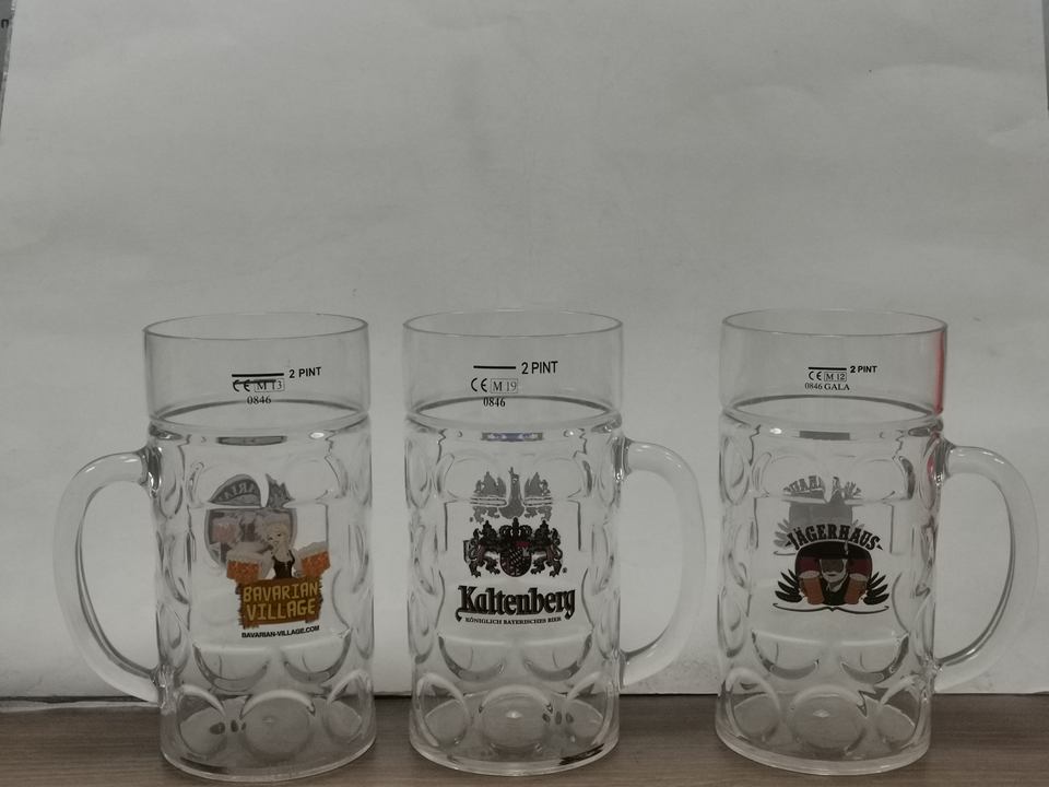 2 PINT German Beer Stein Glass Drinking Cup Tankards Plastic Beer Mugs ...