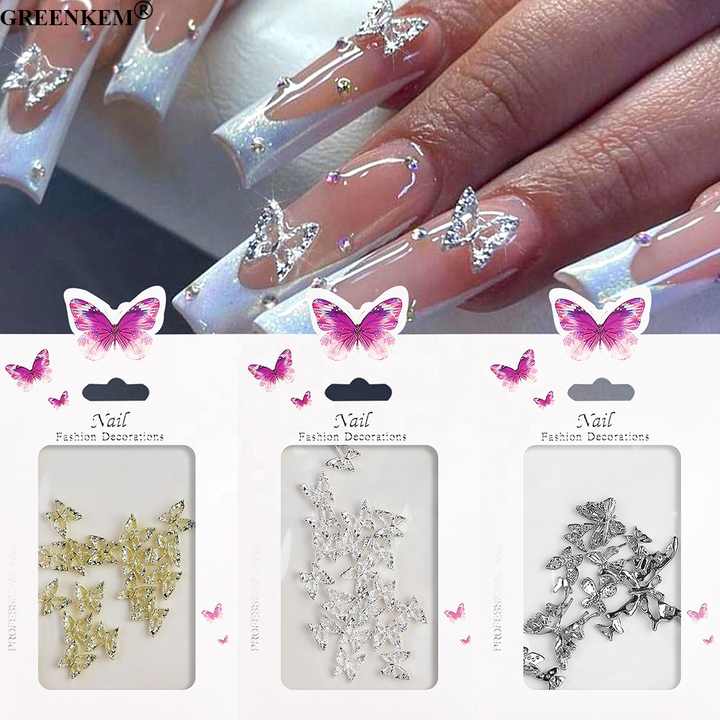 New Butterfly 3D Alloy Luxury Accessories Nail Art Decoration 20pcs Bag ...