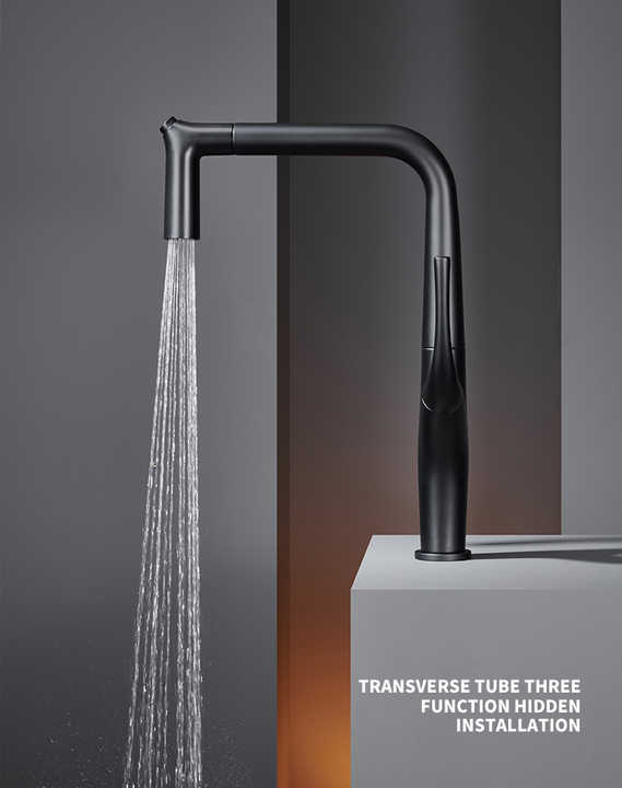 Modern All-Copper Gun Metal Gray Kitchen Faucet Hot Cold Sink BRASS ...