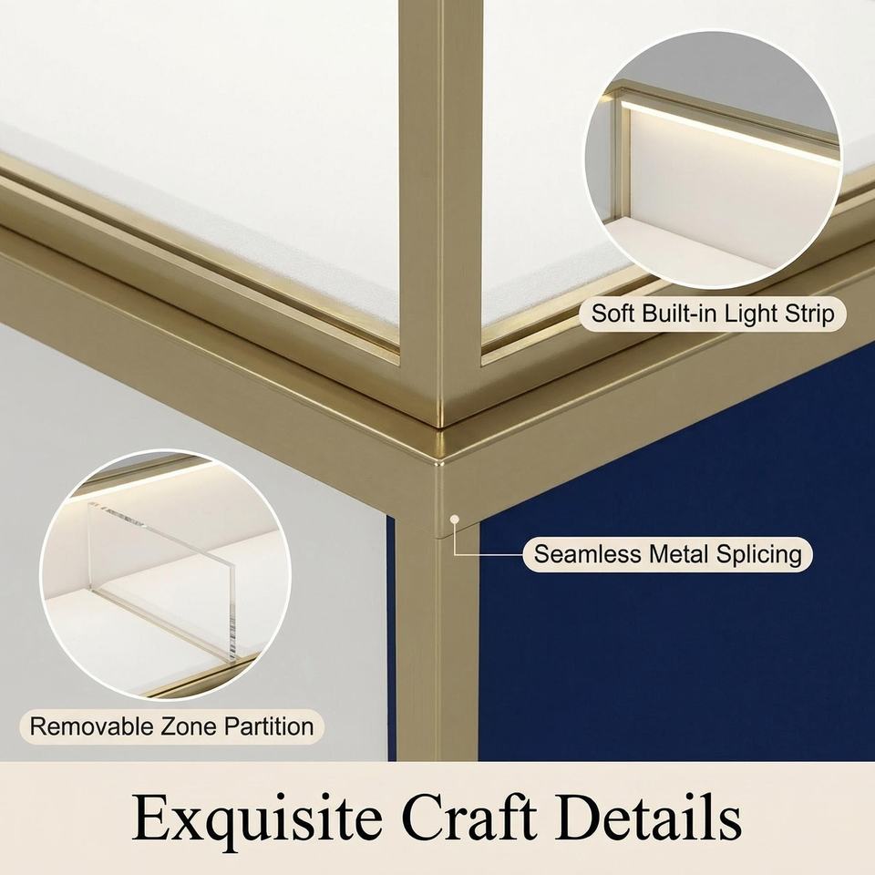 OEM ODM Custom Luxury Jewelry Display Case LED Lighting Tempered Glass ...