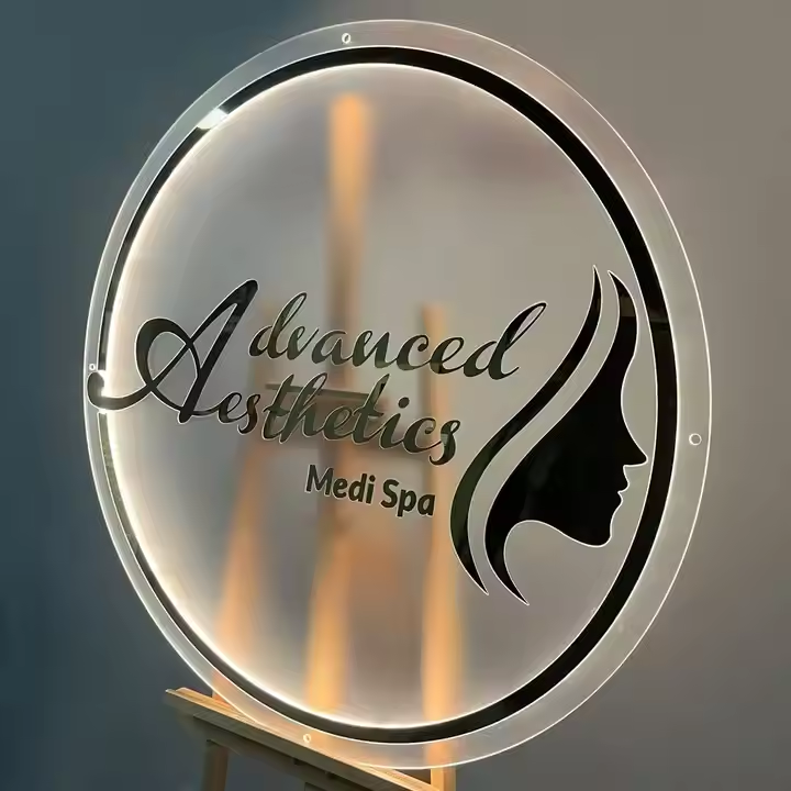 Custom Round Acrylic Business Sign Salon Wall Decor Backlit Signage Led ...