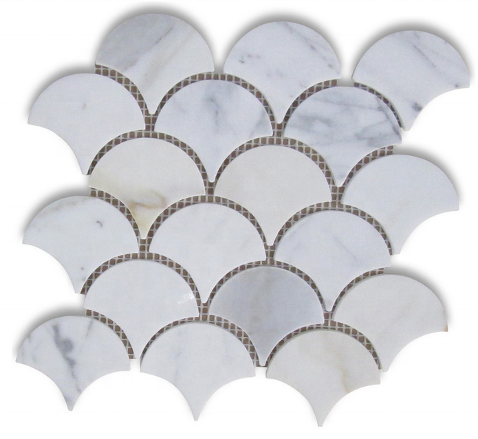 Calacatta gold marble fish scale mosaic bathroom wall tiles| Alibaba.com