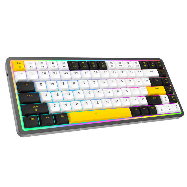 75% Bluetooth Tri-Mode 84 Keys Ultra-Thin Gaming Keyboard RGB Aluminum ...