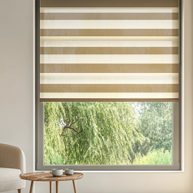 Smart Control Electric Double Layer Windows Blinds Dual Zebra Shade ...