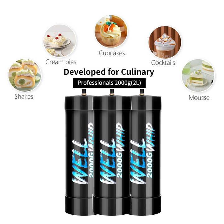 99.99% High Purity 2000g Metal Whipping Cream Gas Cylinder 3.3L US ...