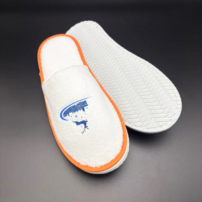 High Quality Custom Printed Logo Coral Fleece Hotel Slippers Disposable ...