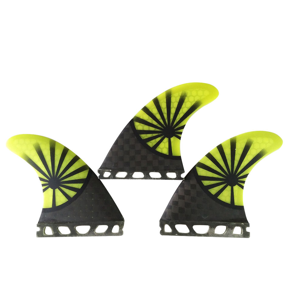 Carbon Fiberglass Single Tab Fin Tri Set Honeycomb Surfboard Fins ...