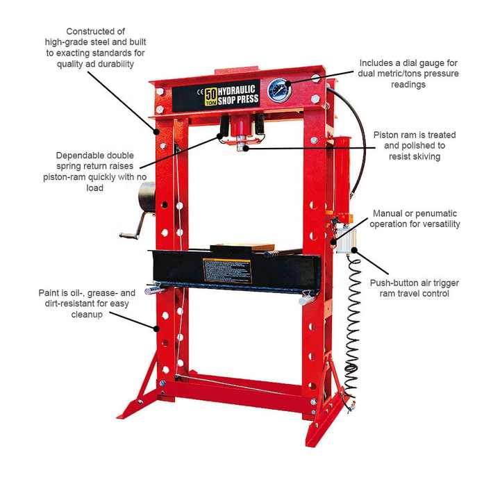 50ton Hydraulic Shop Press - Reliable Performance for Metalworking