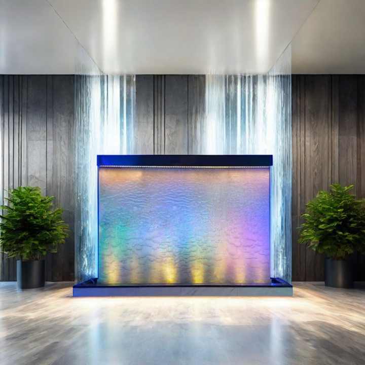 Modern Style Movable Acrylic Steel Mesh Water Curtain Wall Indoor ...