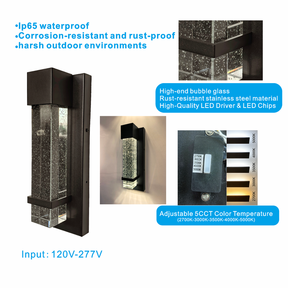 Exterior Wall Light Outdoor IP65 Waterproof Aluminum Crystal RGB+WIFI ...